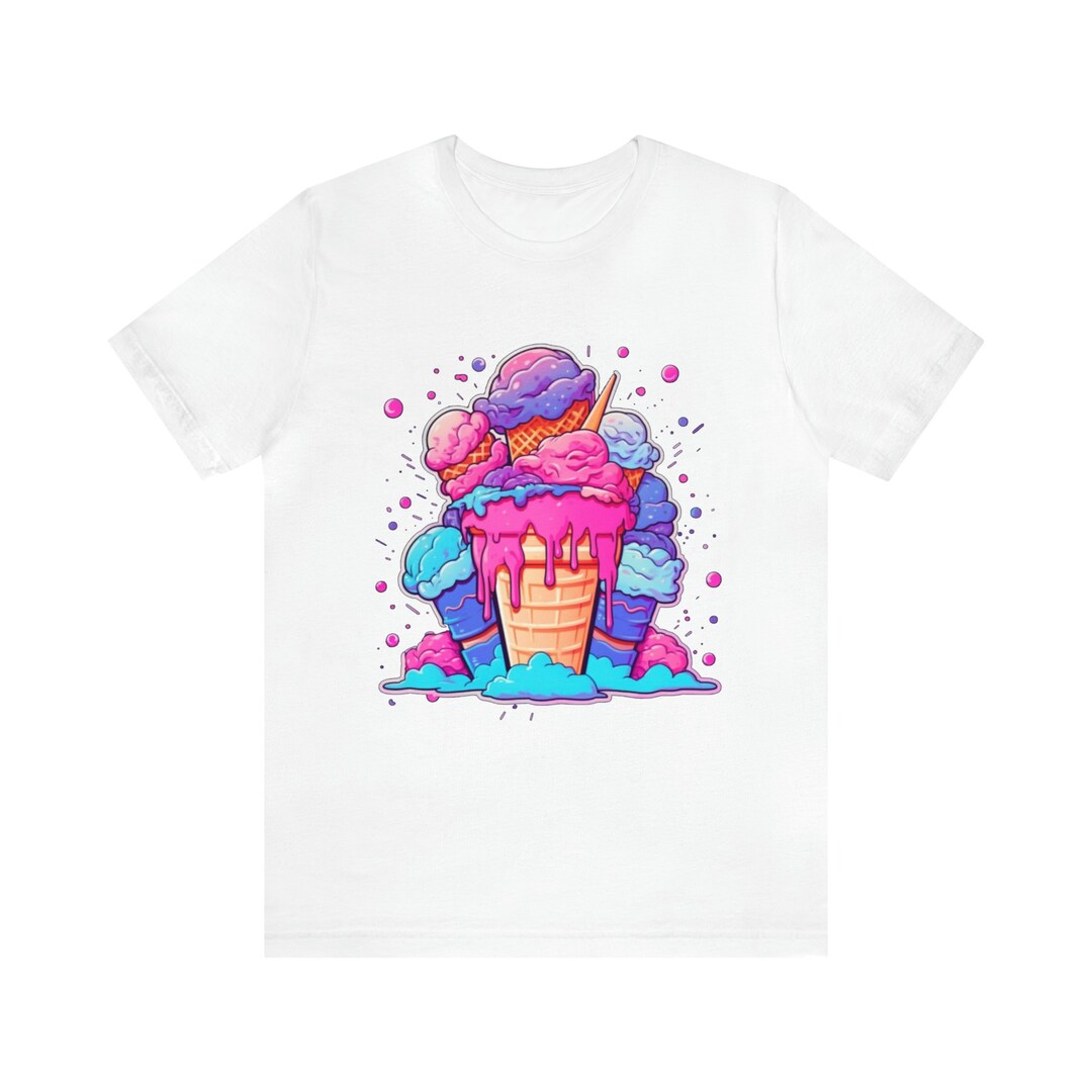 Ice Cream T Shirt, Vaporwave Tee, Neon Shirt, T-shirt, Colorful Shirt ...