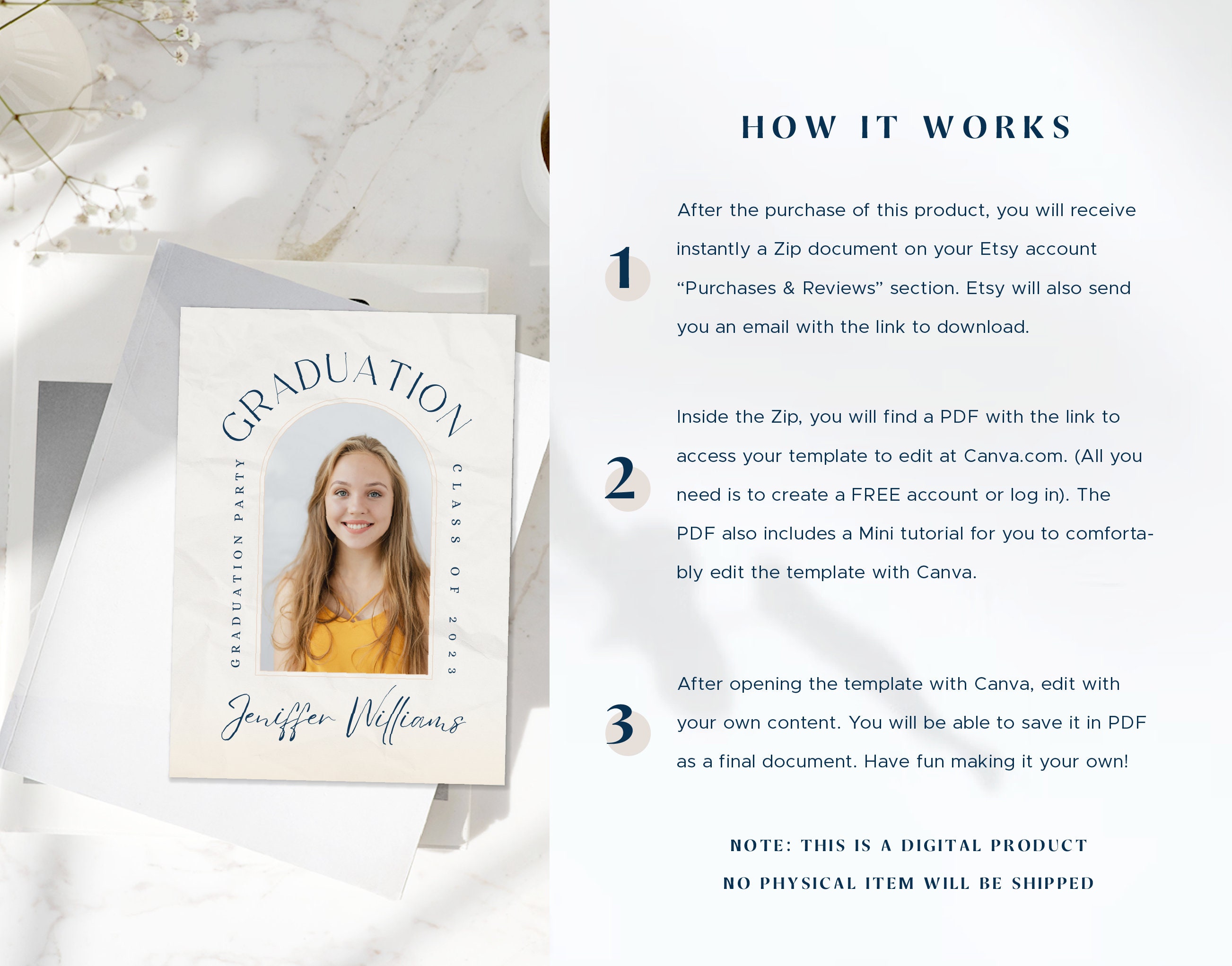 Graduation Party Invitation Card, CANVA Template, Senior Invitation ...