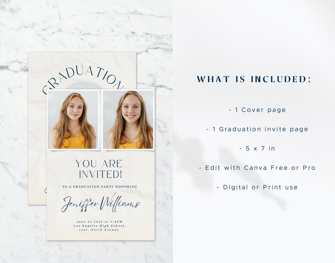 Graduation Party Invitation Card, CANVA Template, Senior Invitation ...