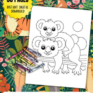 30 Zoo Safari Animal Coloring Pages - Kids Coloring Book, Instant ...