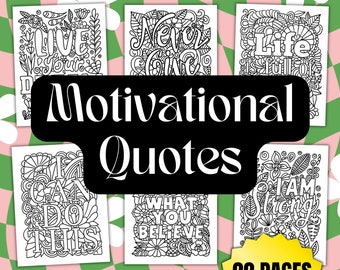35 Printable Inspirational Quote Coloring Pages Bundle, Motivational ...