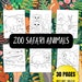 30 Zoo Safari Animal Coloring Pages - Kids Coloring Book, Instant ...