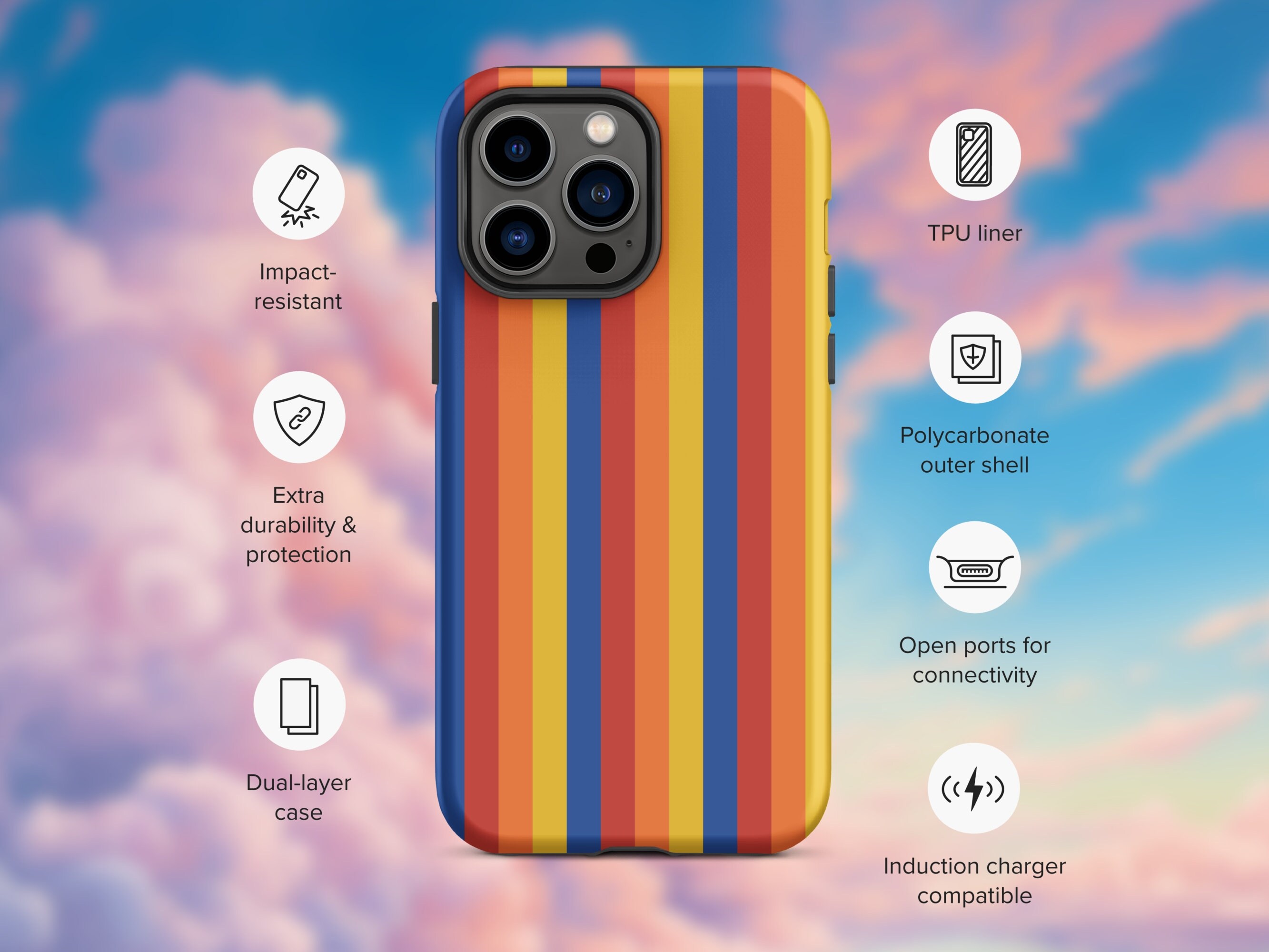 Rainbow Clown Stripes Clowncore Dual Layer Tough Case for - Etsy