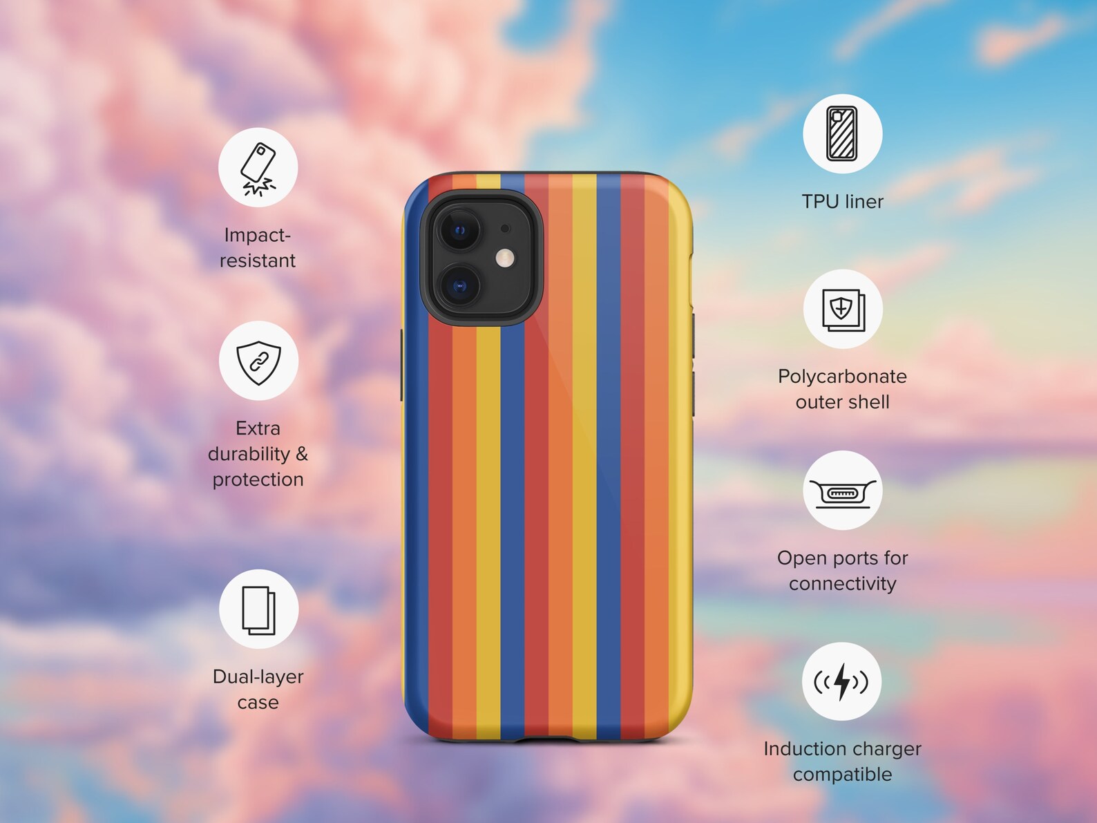 Rainbow Clown Stripes Clowncore Dual Layer Tough Case for - Etsy