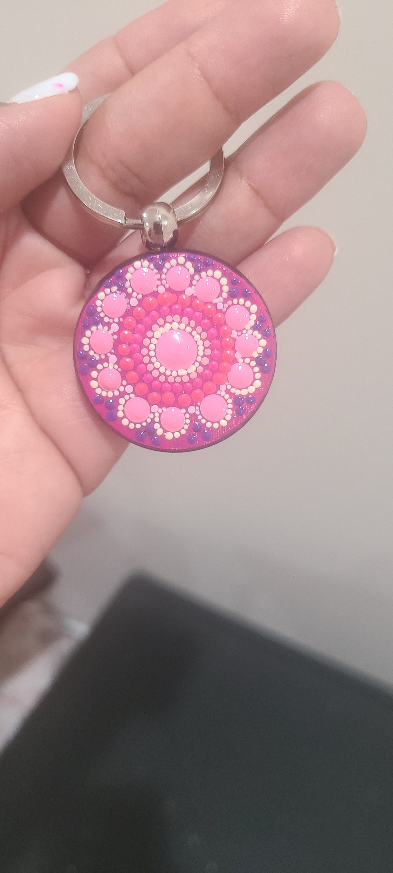 Mandala Dot Keychain - Etsy