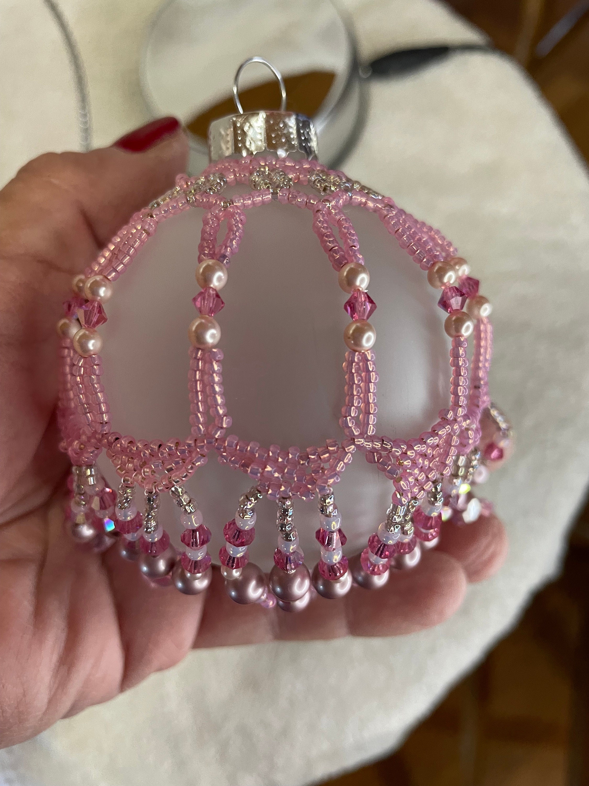 Vintage Christmas Bauble Beaded Ornament - Etsy
