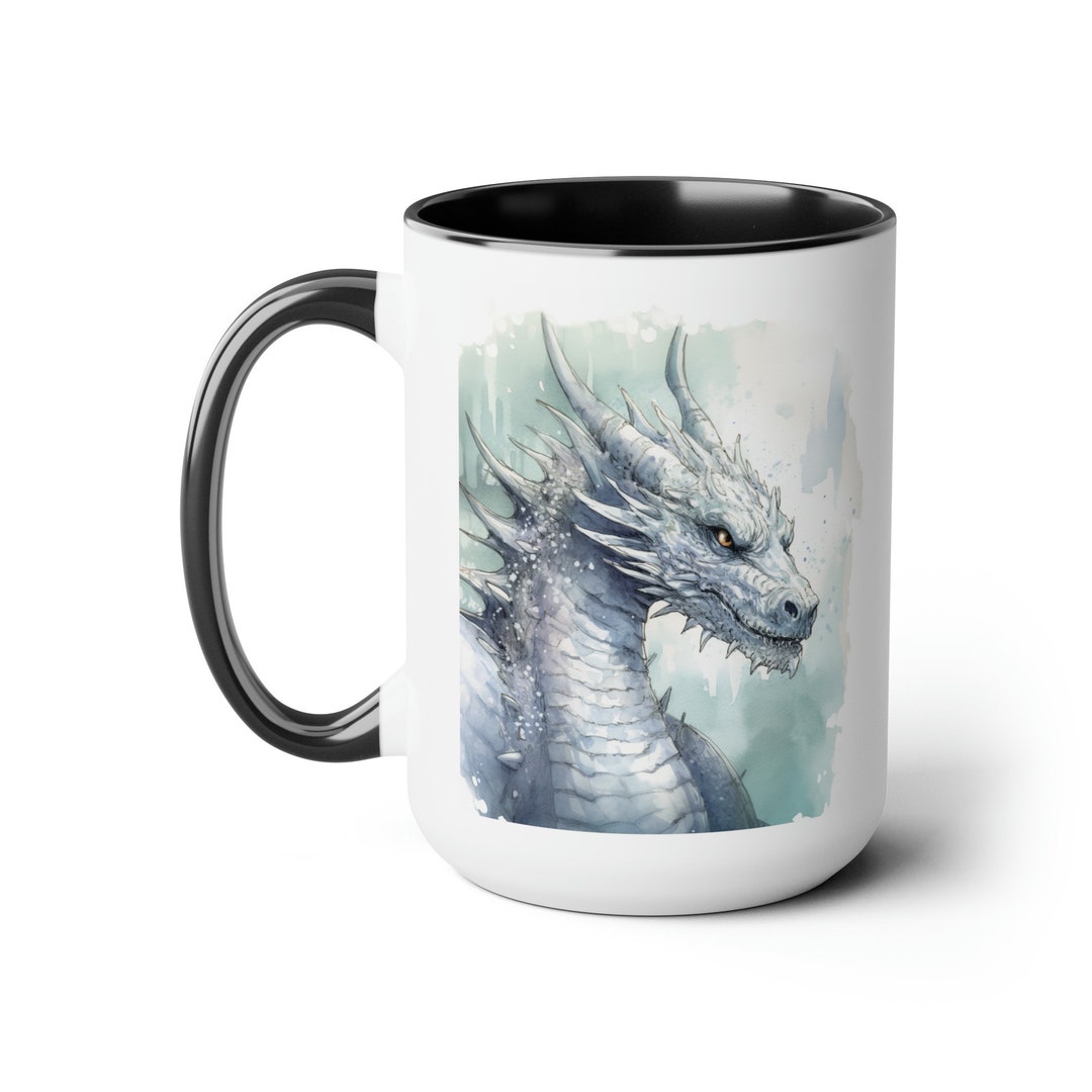 Silver Dragon Two-tone Coffee Mug, 15oz, Dragon Mug, Reading Mug ...
