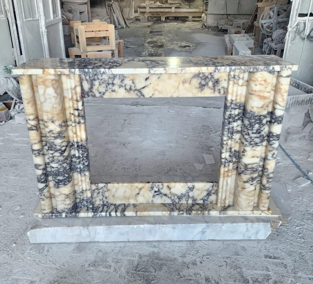 Calacatta Viola Marble Fireplace Mantel, Natural Stone Fireplace Frame ...