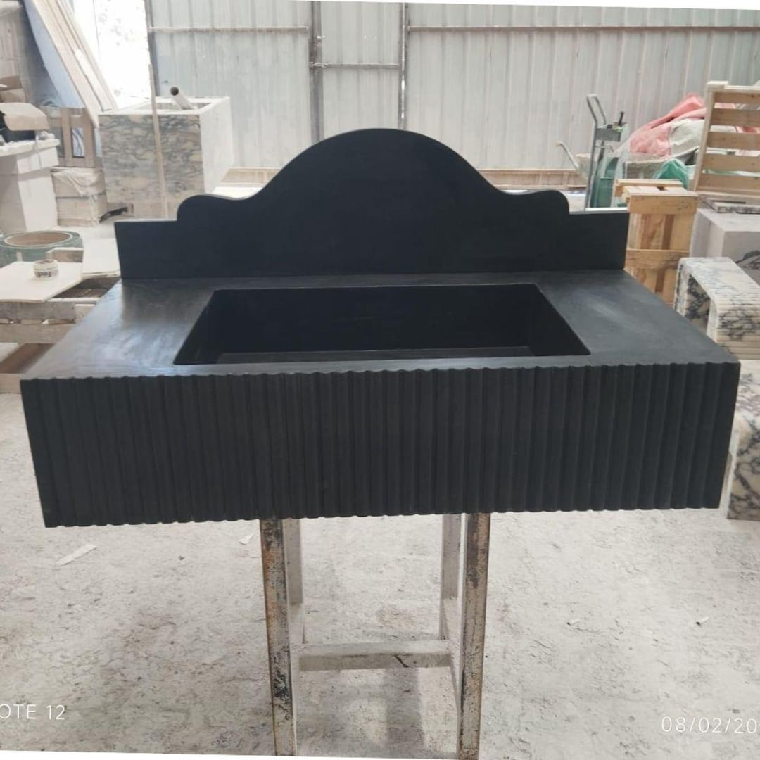 Black Basalt Stone Sink, Farmhouse Wall Mount Vanity Basin, Special ...