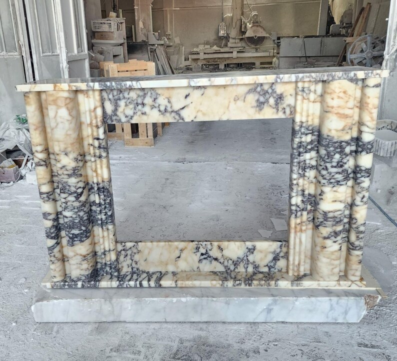 Calacatta Viola Marble Fireplace Mantel, Natural Stone Fireplace Frame ...