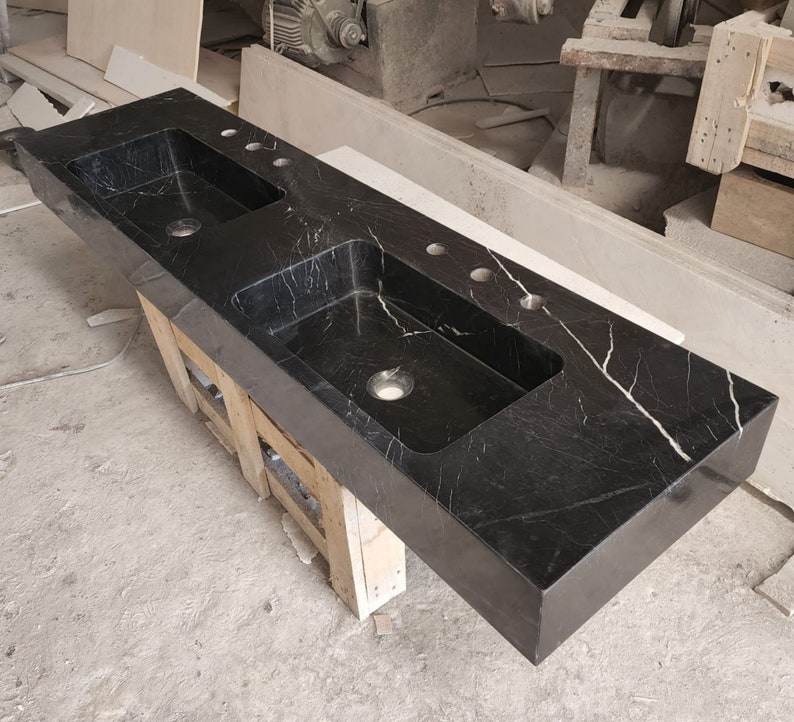 Nero Marquina Marble Sink Wall Mounted Marble Sink Bathroom - Etsy