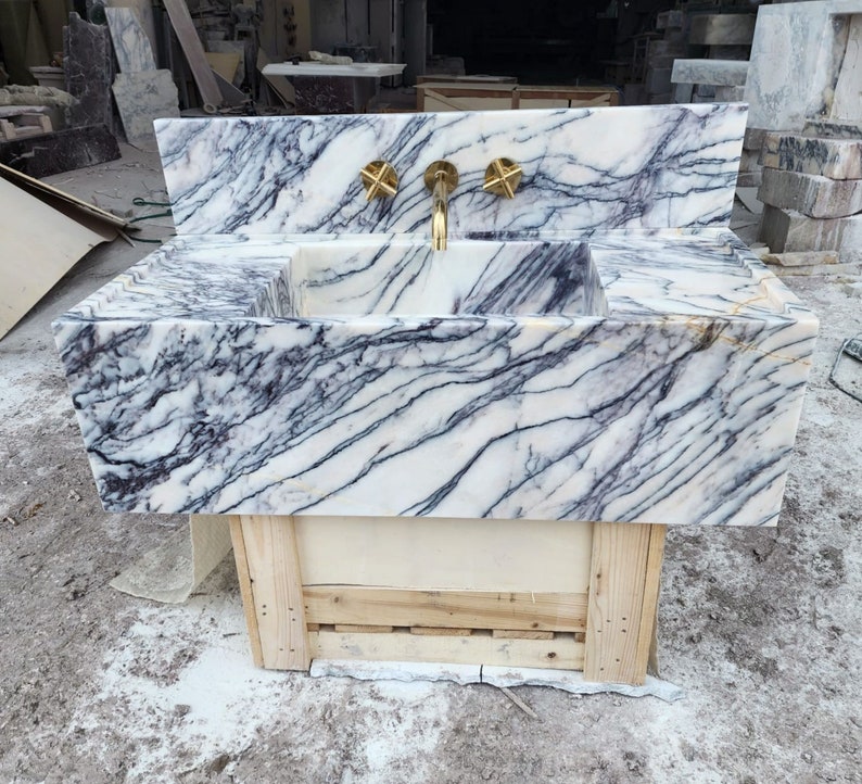 Lilac Marble Sink, Marble Sink, Wall Mounted Sink, Sinks for Bathroom ...