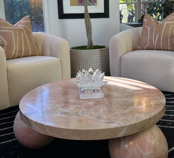 Round pink coffee table store