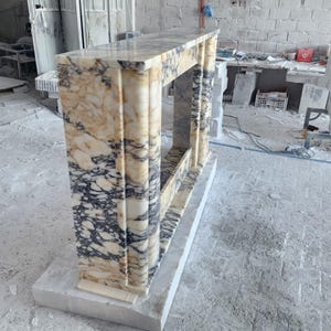 Calacatta Viola Marble Fireplace Mantel, Grooved Natural Stone Frame ...