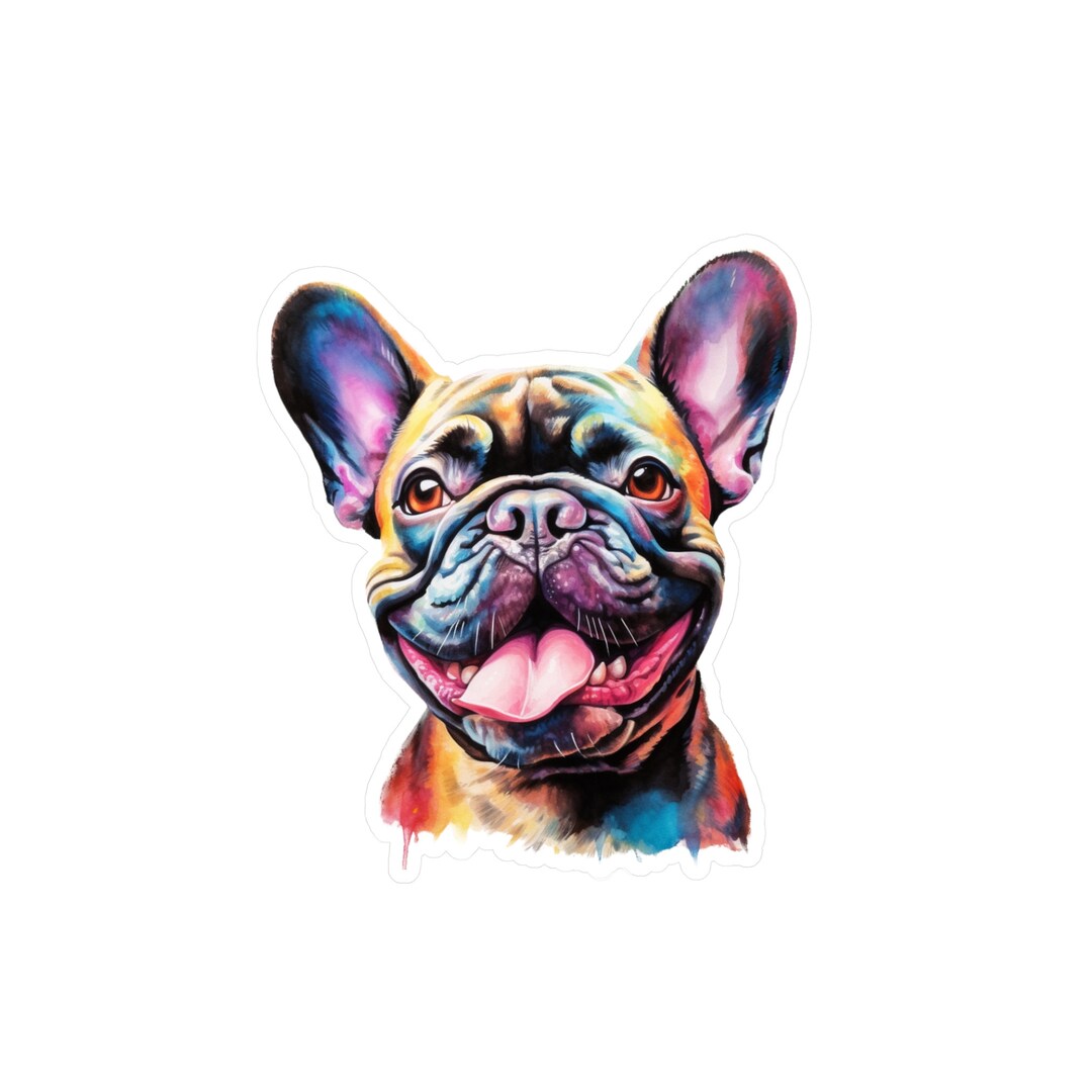 Watercolor French Bulldog Vinyl Decal, Colorful Dog Sticker, Frenchie ...