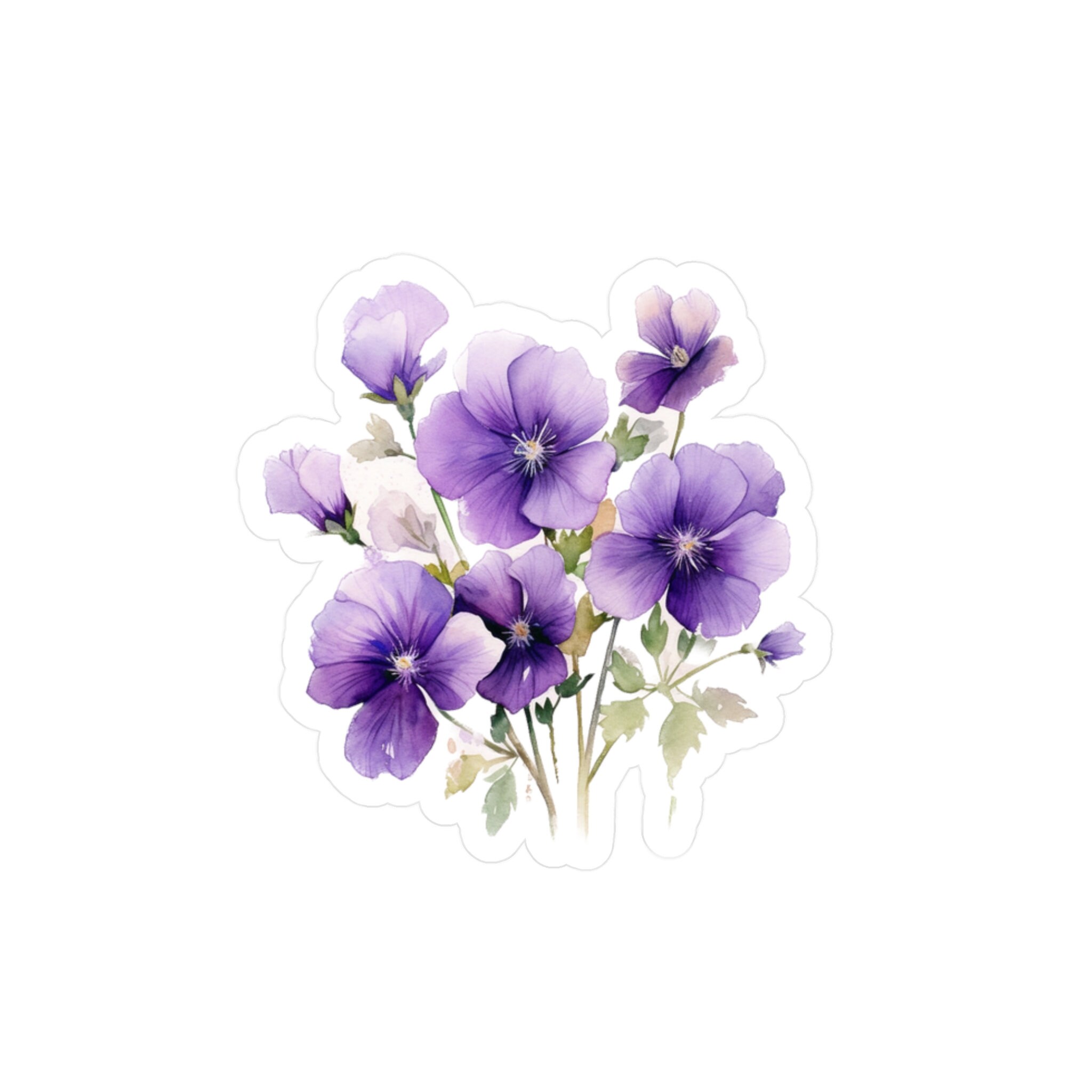 Violet Vinyl Decal, February Birth Month Flower Sticker, Floral Sticker ...