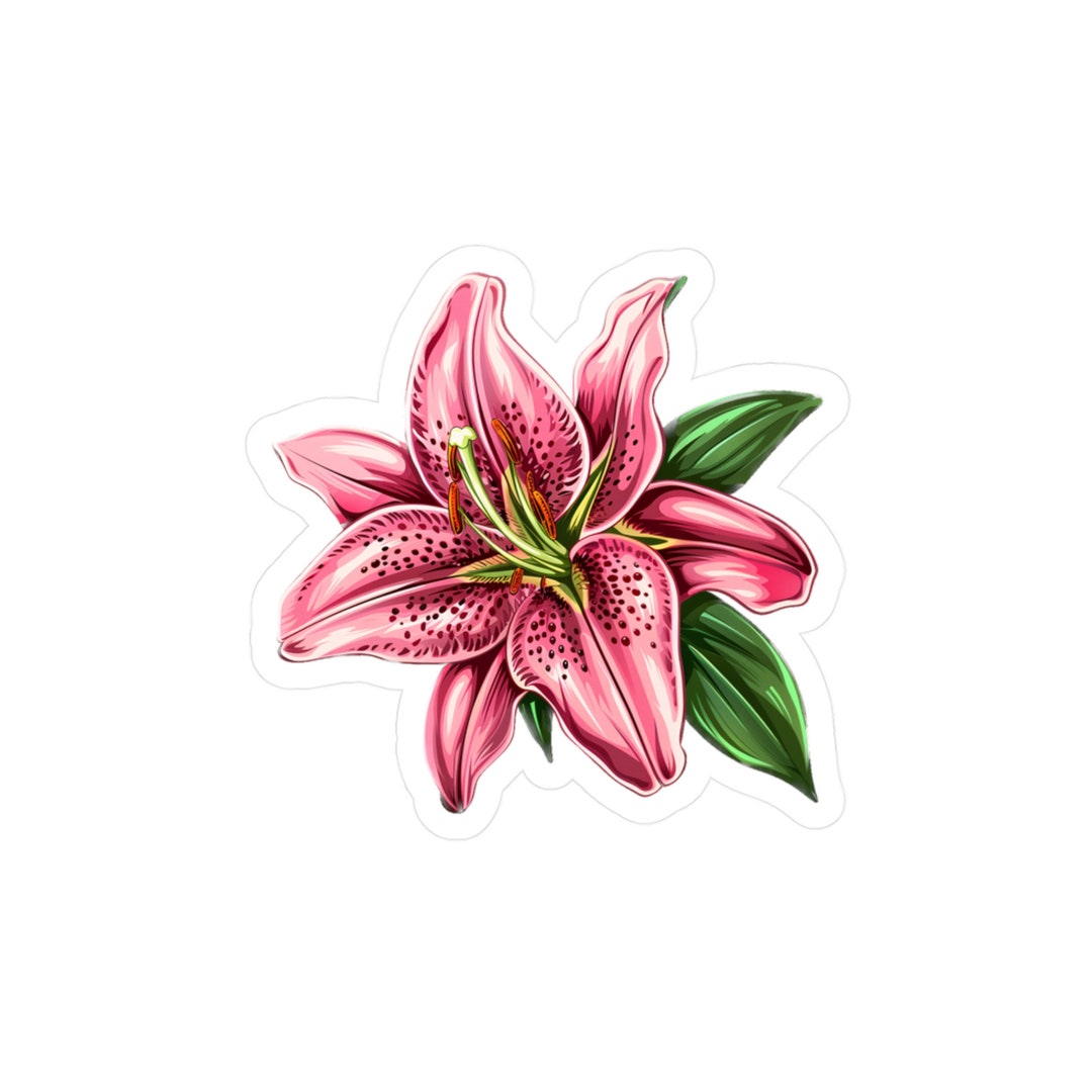 Stargazer Lily Vinyl Decal, Flower Sticker, Floral Sticker, Vibrant ...