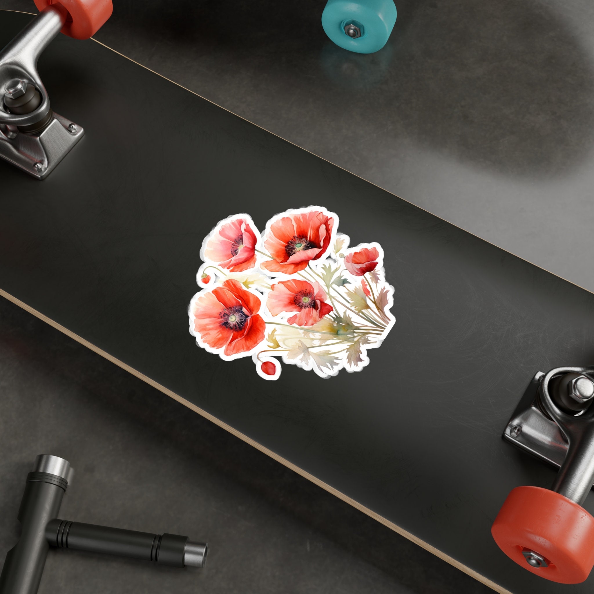 Poppy Vinyl Decal, August Birth Month Flower Sticker, Floral Sticker ...