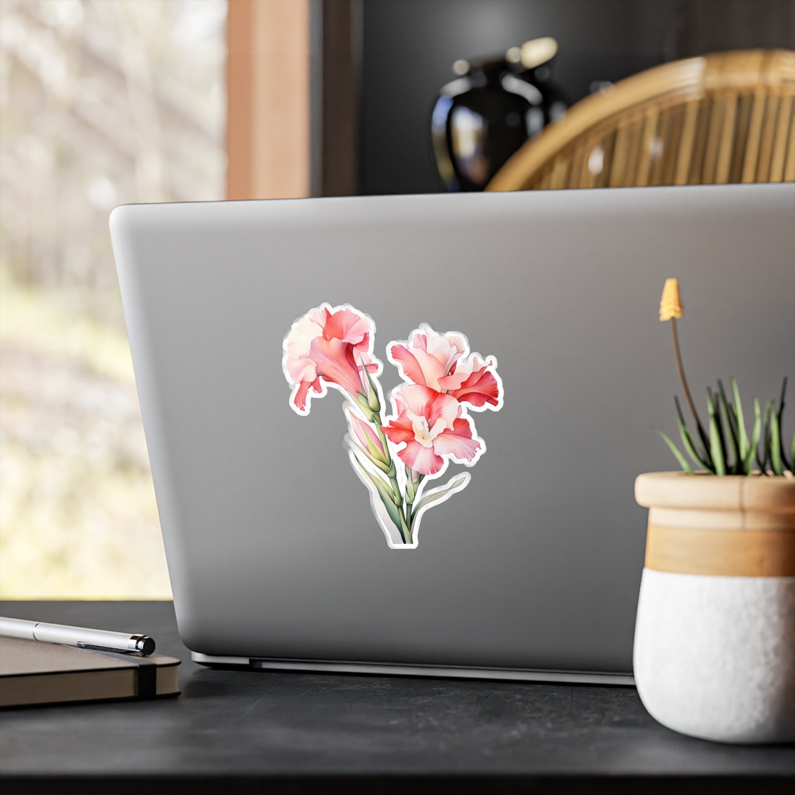 Gladiolus Vinyl Decal, August Birth Month Flower Sticker, Floral ...