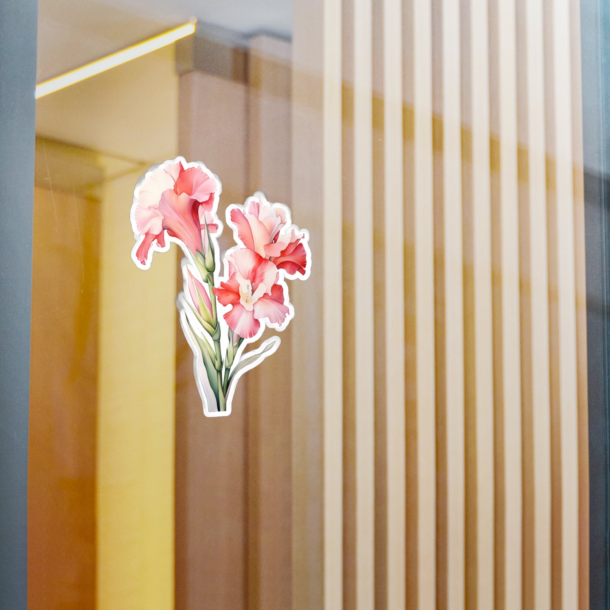 Gladiolus Vinyl Decal, August Birth Month Flower Sticker, Floral ...