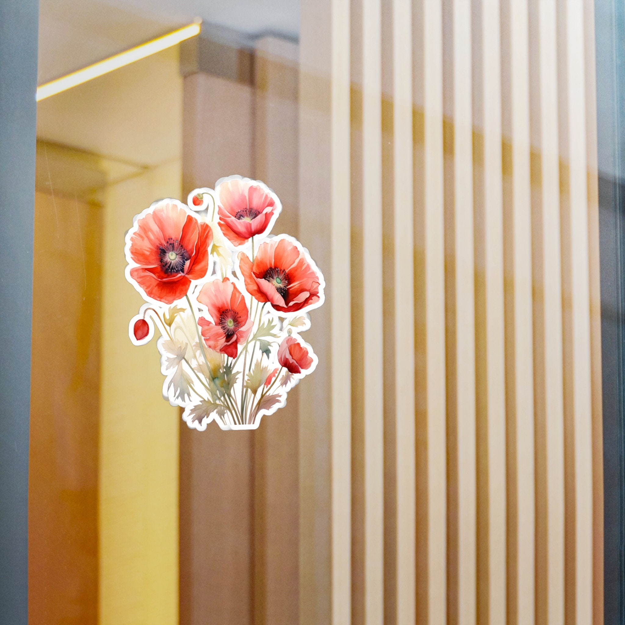 Poppy Vinyl Decal, August Birth Month Flower Sticker, Floral Sticker ...