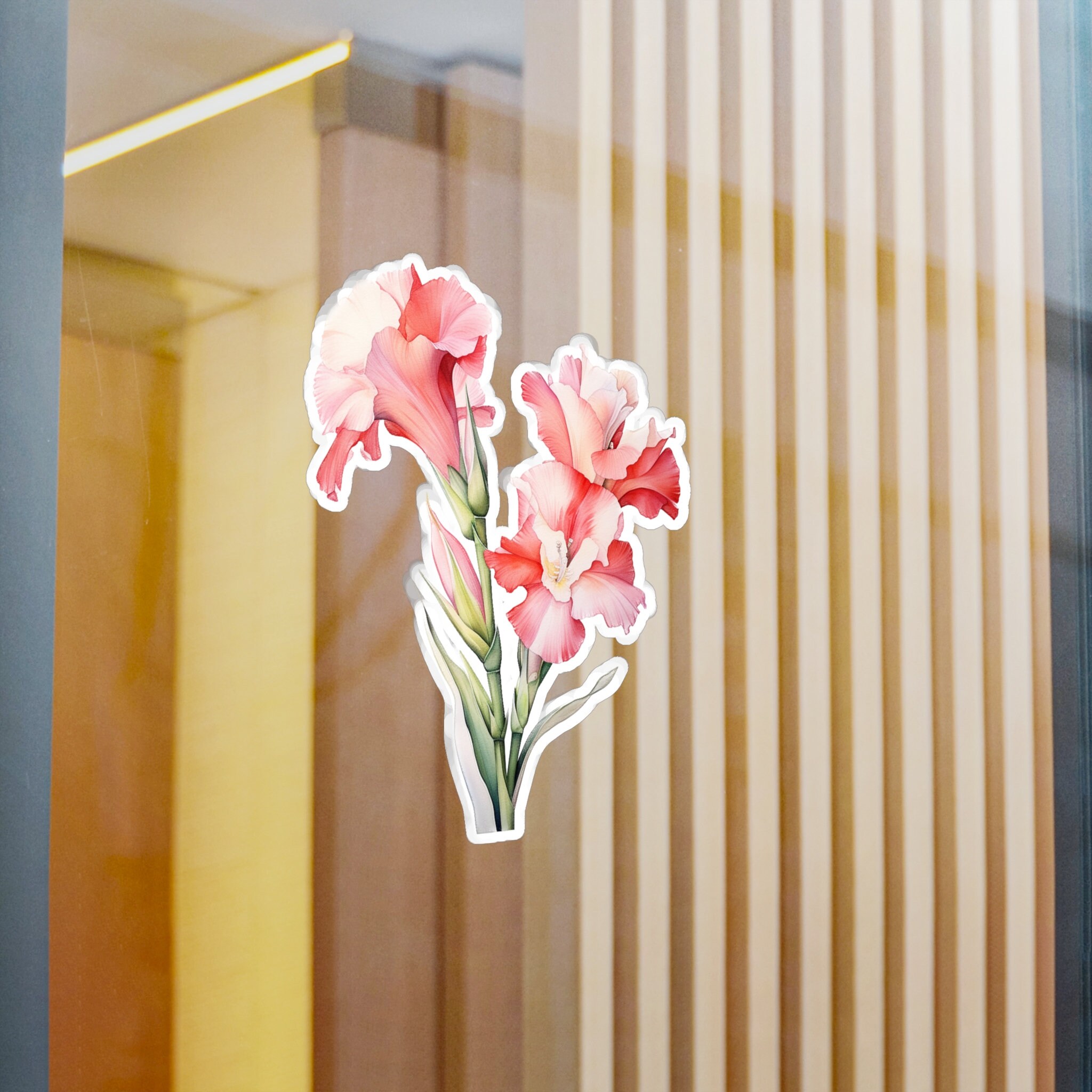 Gladiolus Vinyl Decal, August Birth Month Flower Sticker, Floral ...