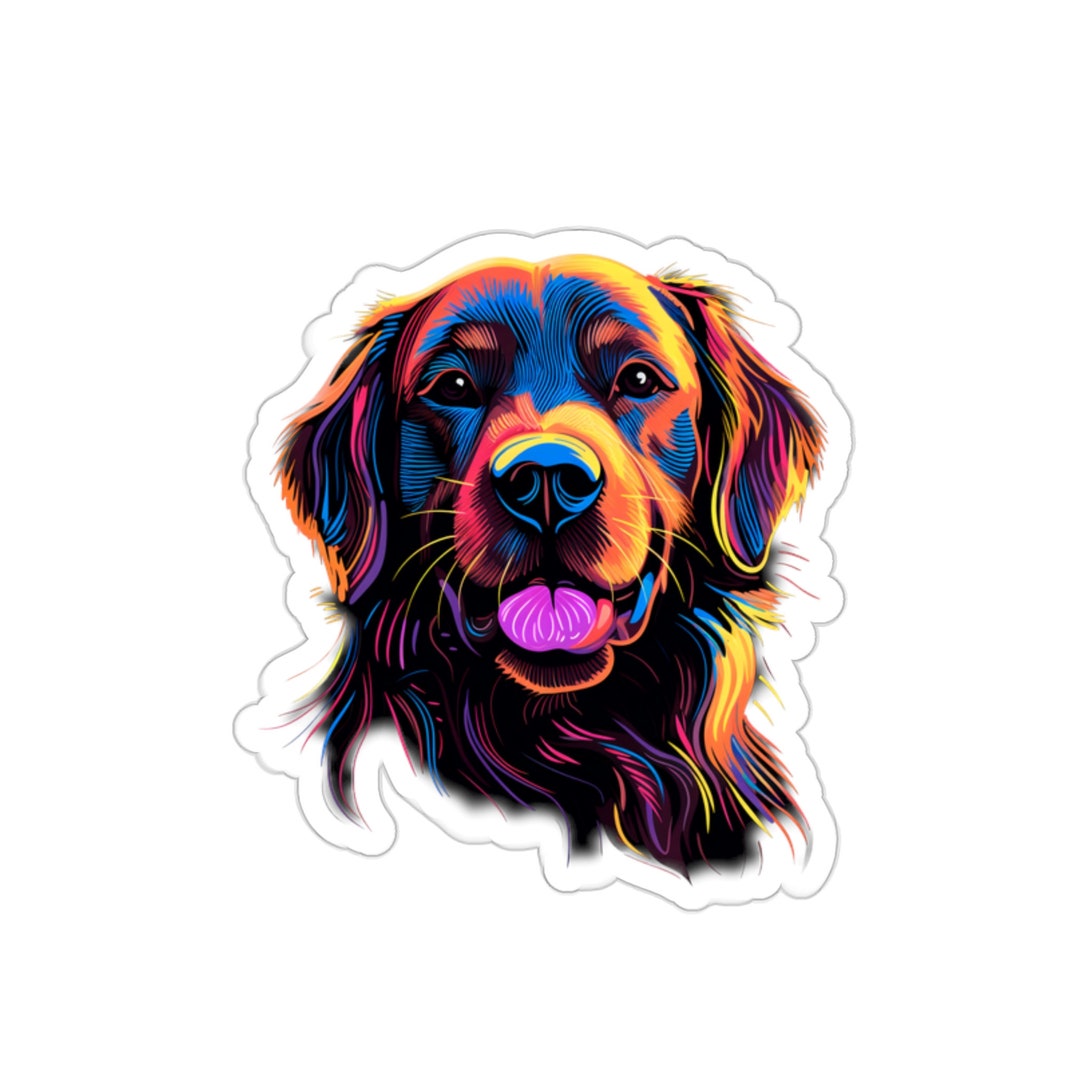 Neon Golden Retriever Die-cut Stickers, Golden Retriever Merchandise ...