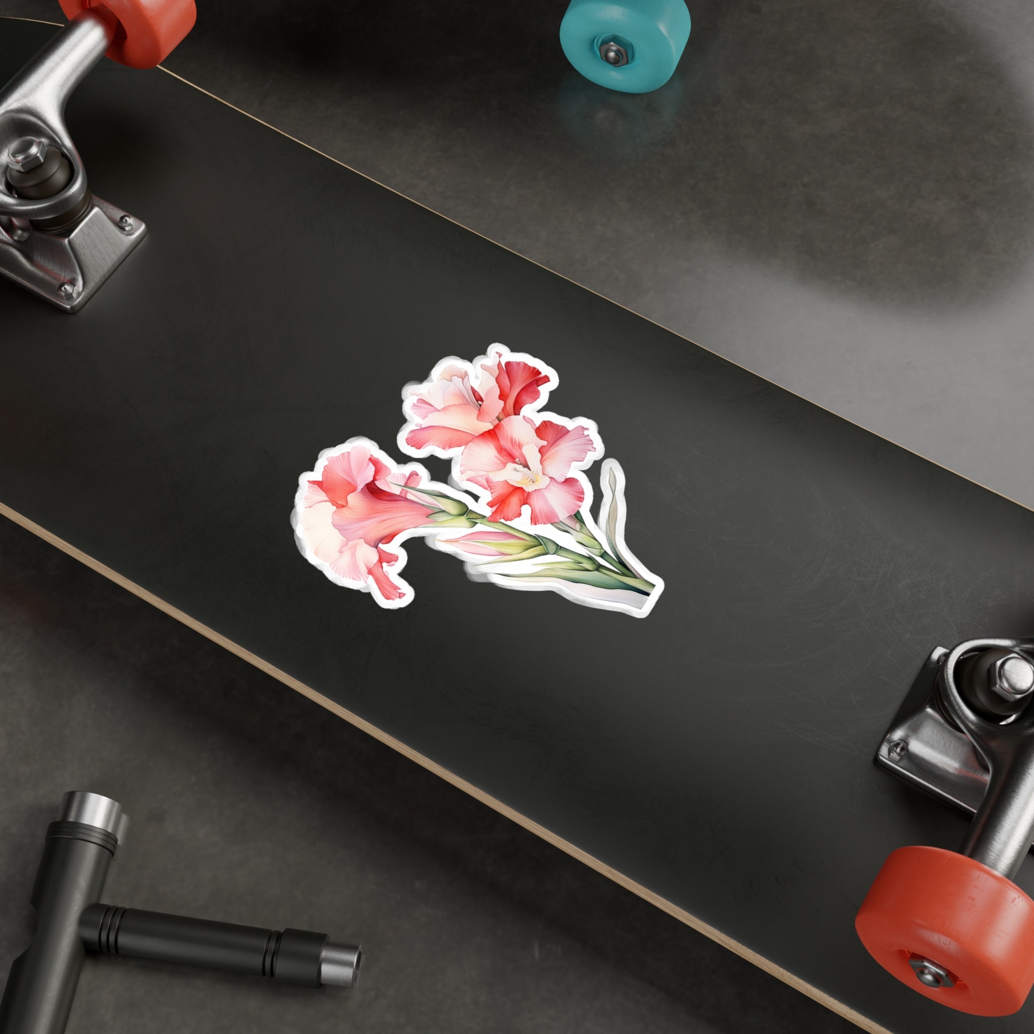 Gladiolus Vinyl Decal, August Birth Month Flower Sticker, Floral ...