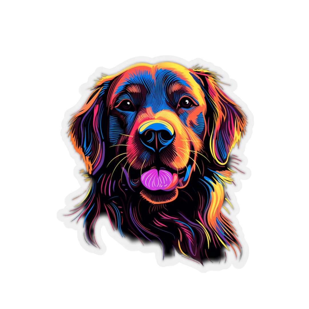 Neon Golden Retriever Sticker Neon Kiss-cut Stickers Golden - Etsy