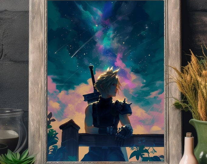FF7 Cloud Poster, Final Fantasy VII Remake Cloud Art, Final Fantasy ...