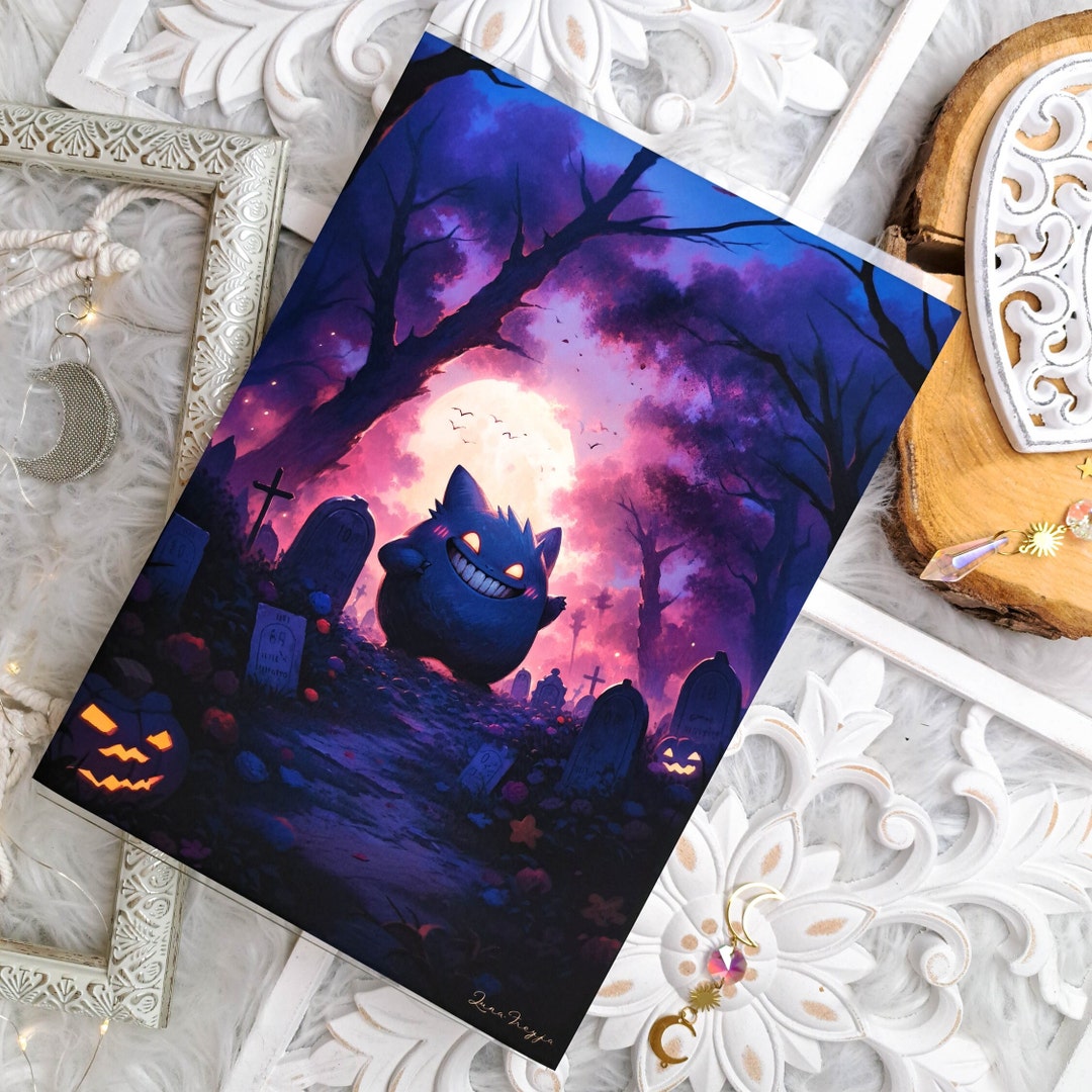 Pokemon Gengar Illustration, Pokemon Art Print, Pokemon Ghost Art Print ...