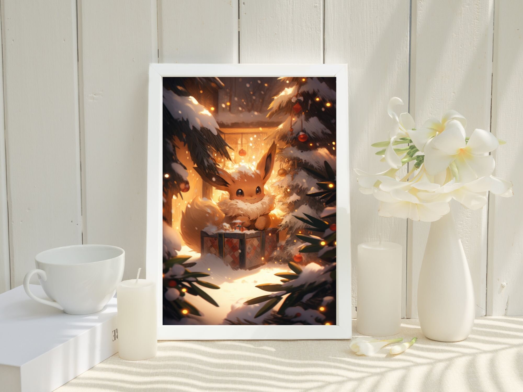 Pokemon Christmas Eevee Illustration Pokemon Art Print - Etsy