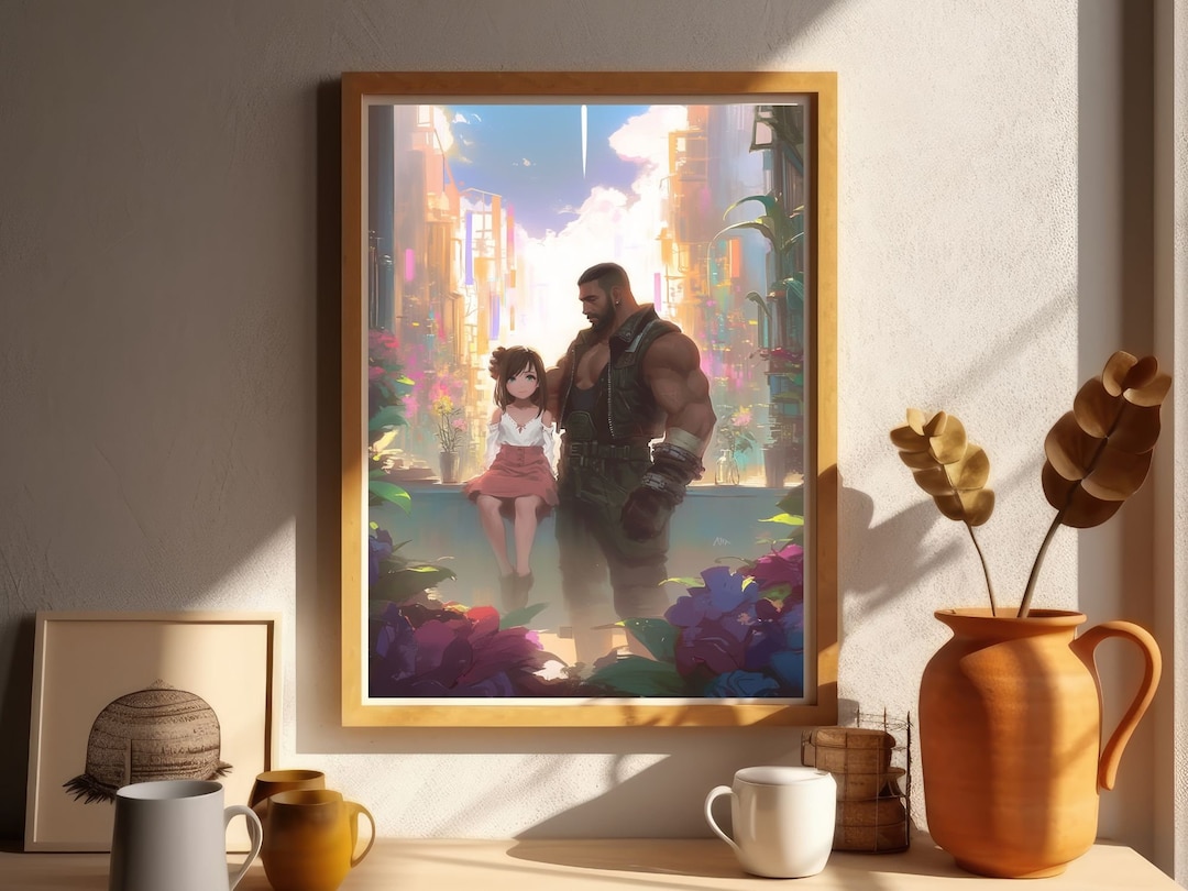 FF7 Marlene and Barret Poster, Final Fantasy VII Remake Art, Final ...