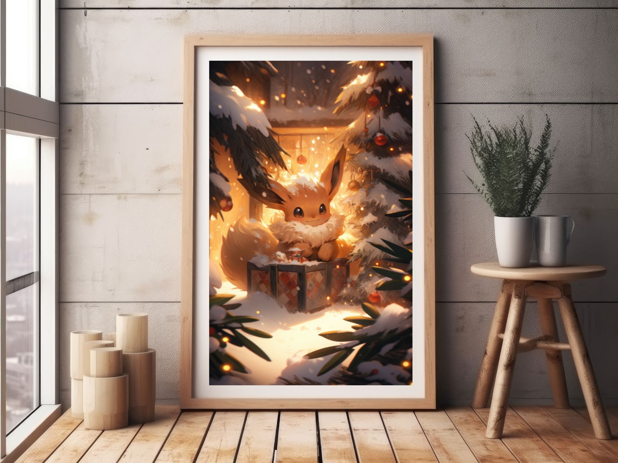 Pokemon Christmas Eevee Illustration Pokemon Art Print - Etsy