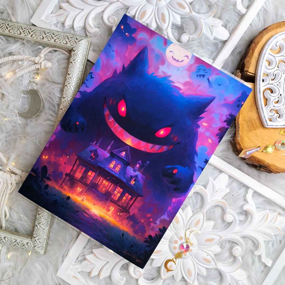 Pokemon Gengar Illustration, Pokemon Art Print, Pokemon Ghost Art Print ...