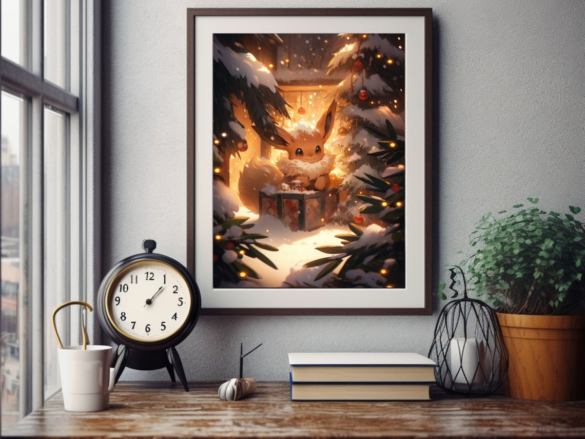 Pokemon Christmas Eevee Illustration Pokemon Art Print - Etsy