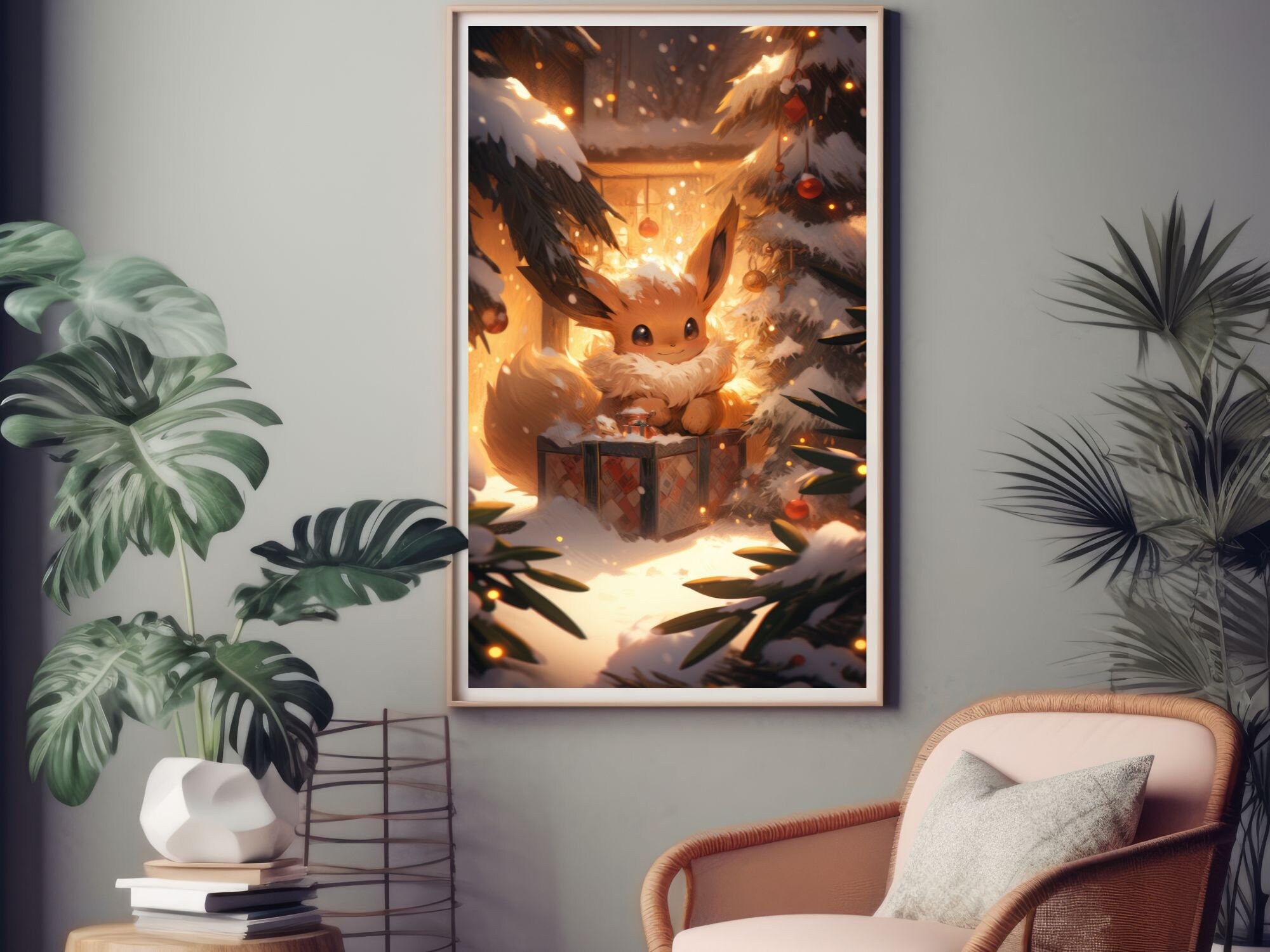 Pokemon Christmas Eevee Illustration Pokemon Art Print - Etsy