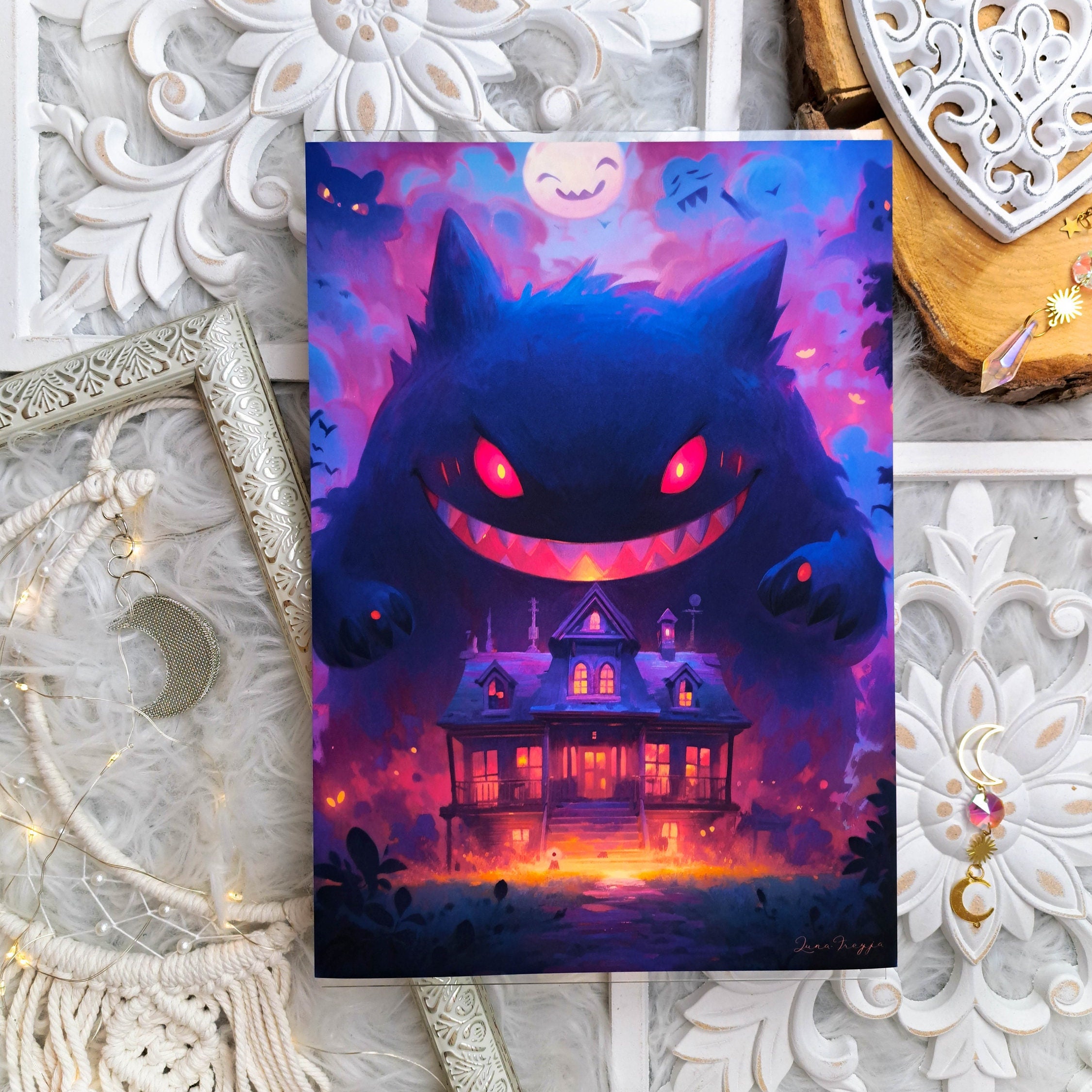 Pokemon Gengar Illustration, Pokemon Art Print, Pokemon Ghost Art Print ...