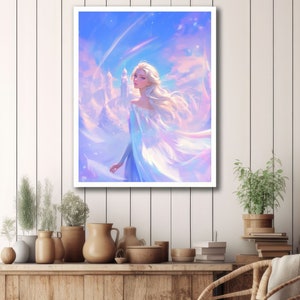 Princess Elsa Poster Pastel, Soft Girl Room Decor for Teens, Pastel ...
