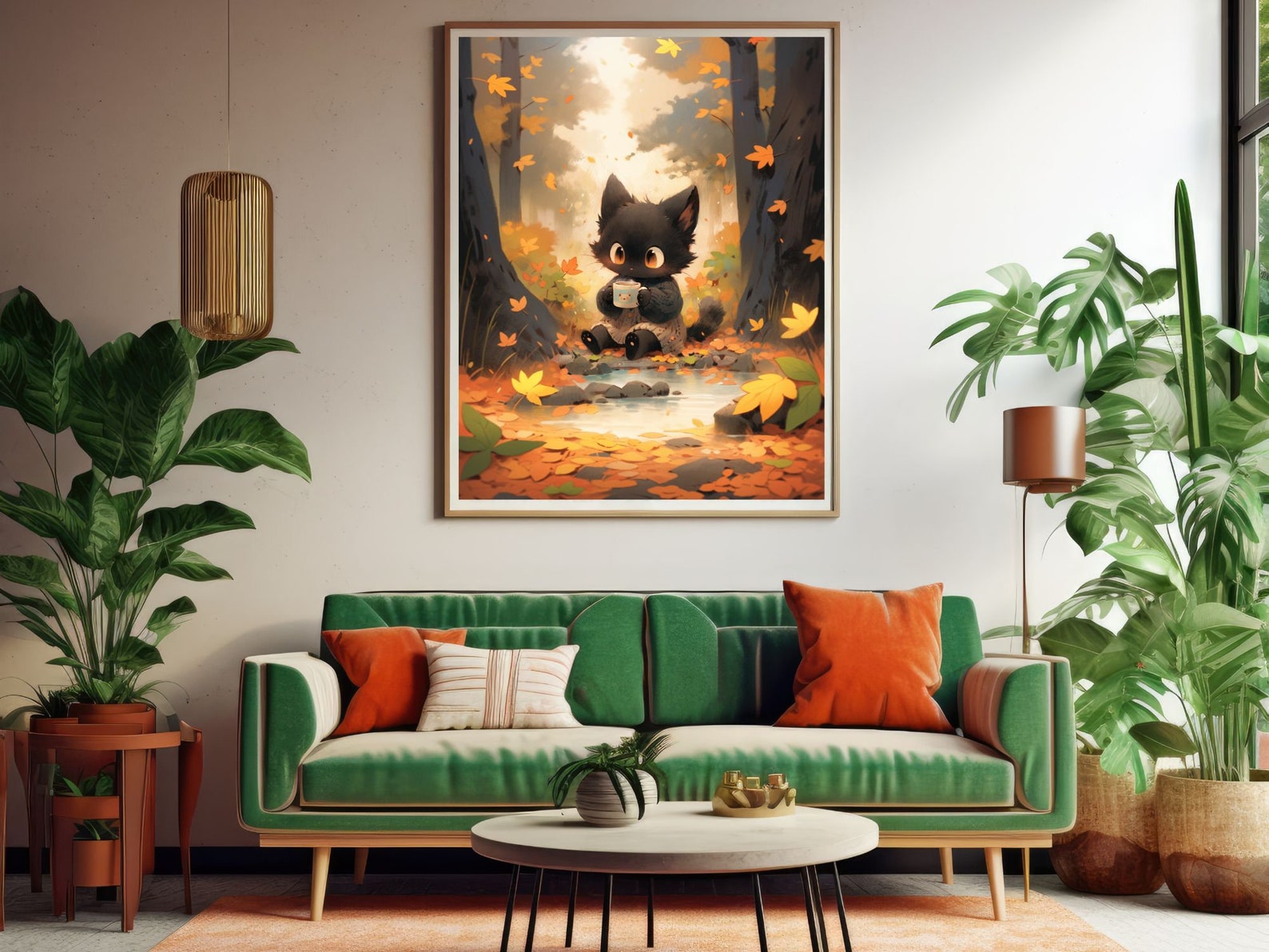 Black Cat Fall Floral Decor, AC Fall Wall Art, Kawaii Room Decor ...