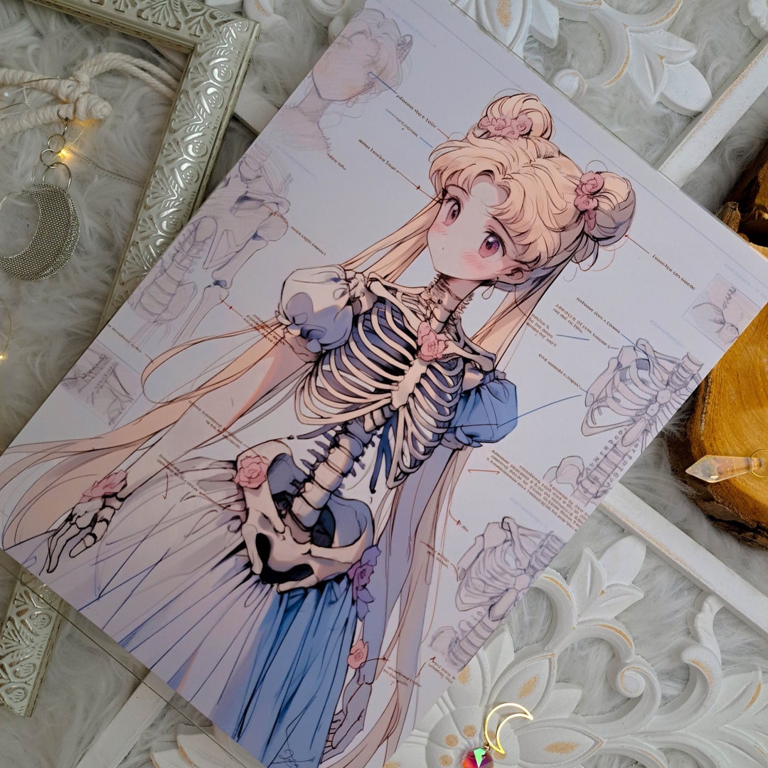 Moon Skeleton Poster, Human Anatomy Print, Medical School Illustration ...