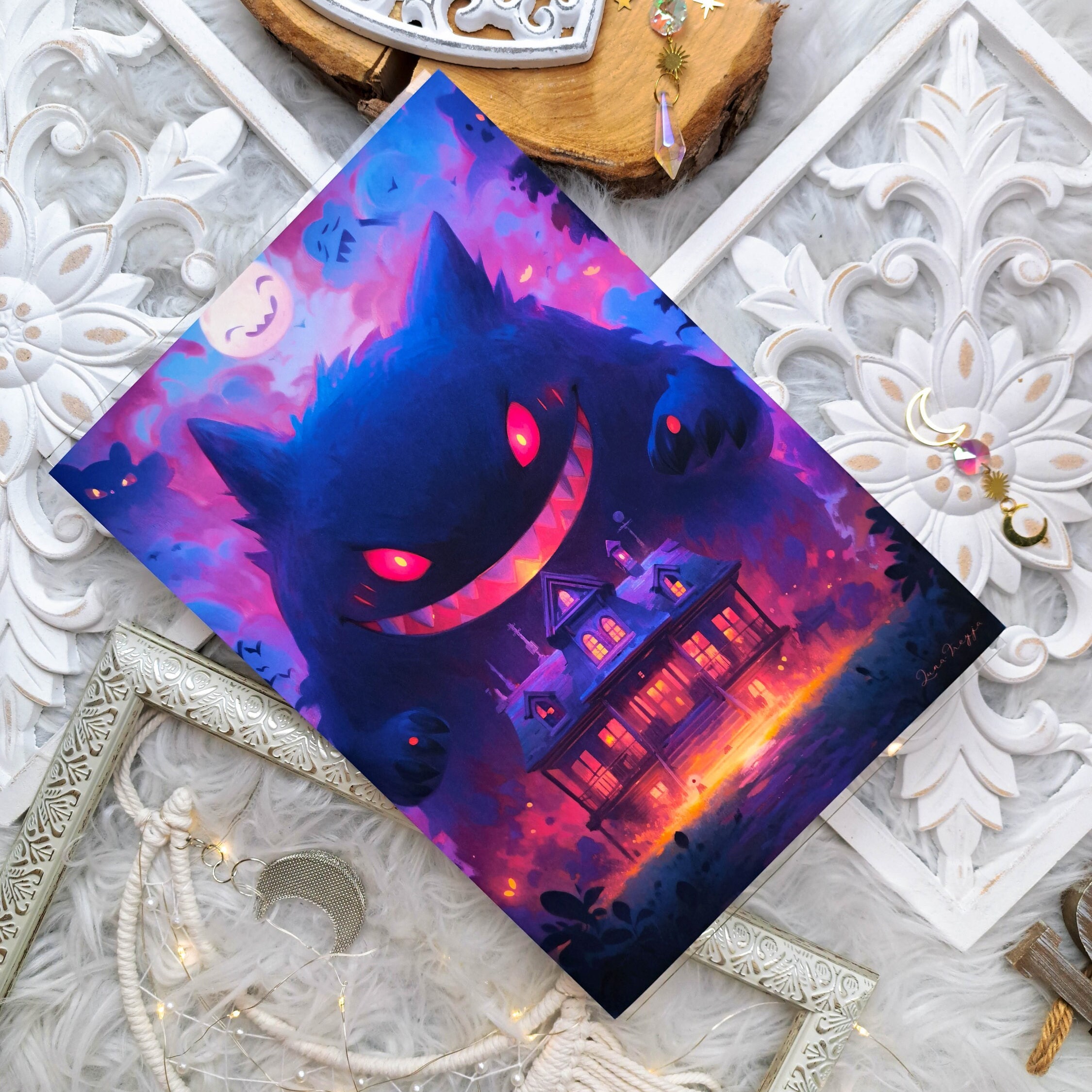 Pokemon Gengar Illustration, Pokemon Art Print, Pokemon Ghost Art Print ...