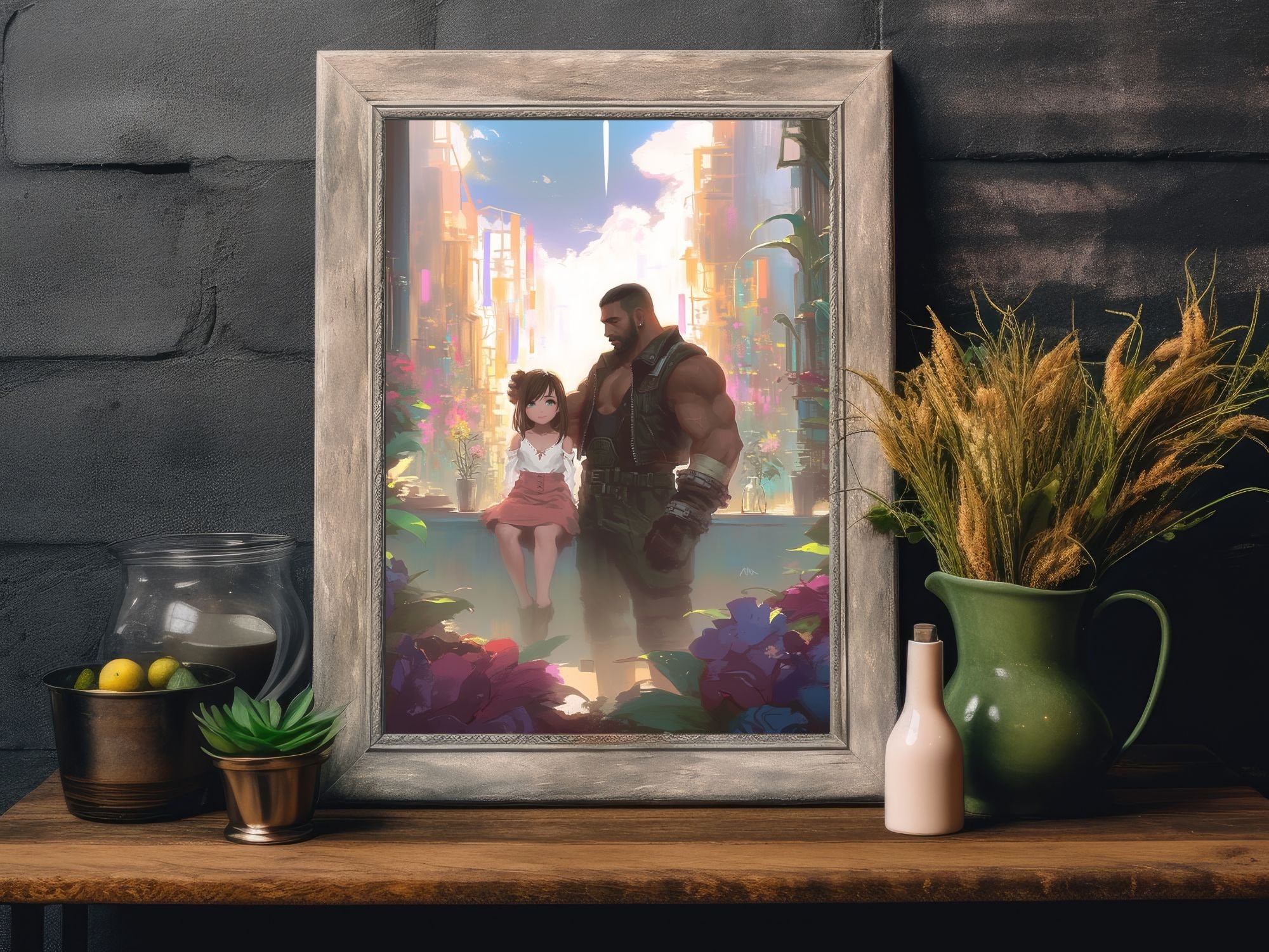 FF7 Marlene and Barret Poster, Final Fantasy VII Remake Art, Final ...