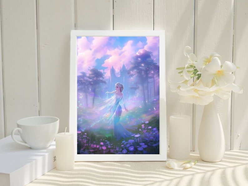 Princess Elsa Poster Pastel, Soft Girl Room Decor for Teens, Pastel ...