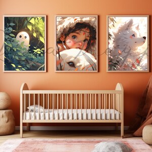 Baby Princess Mononoke Poster, Japandi Wall Art Set for Baby Room Decor ...