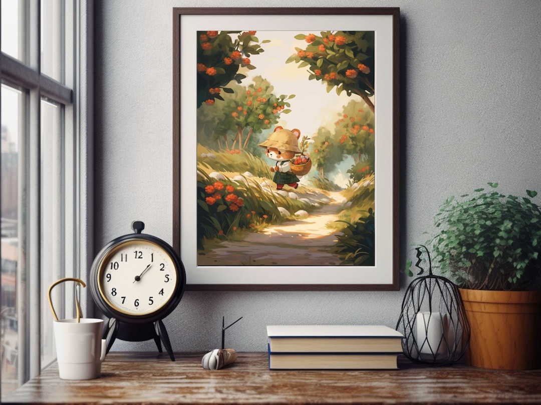 Red Panda Fall Floral Decor, AC Fall Wall Art, Kawaii Room Decor ...