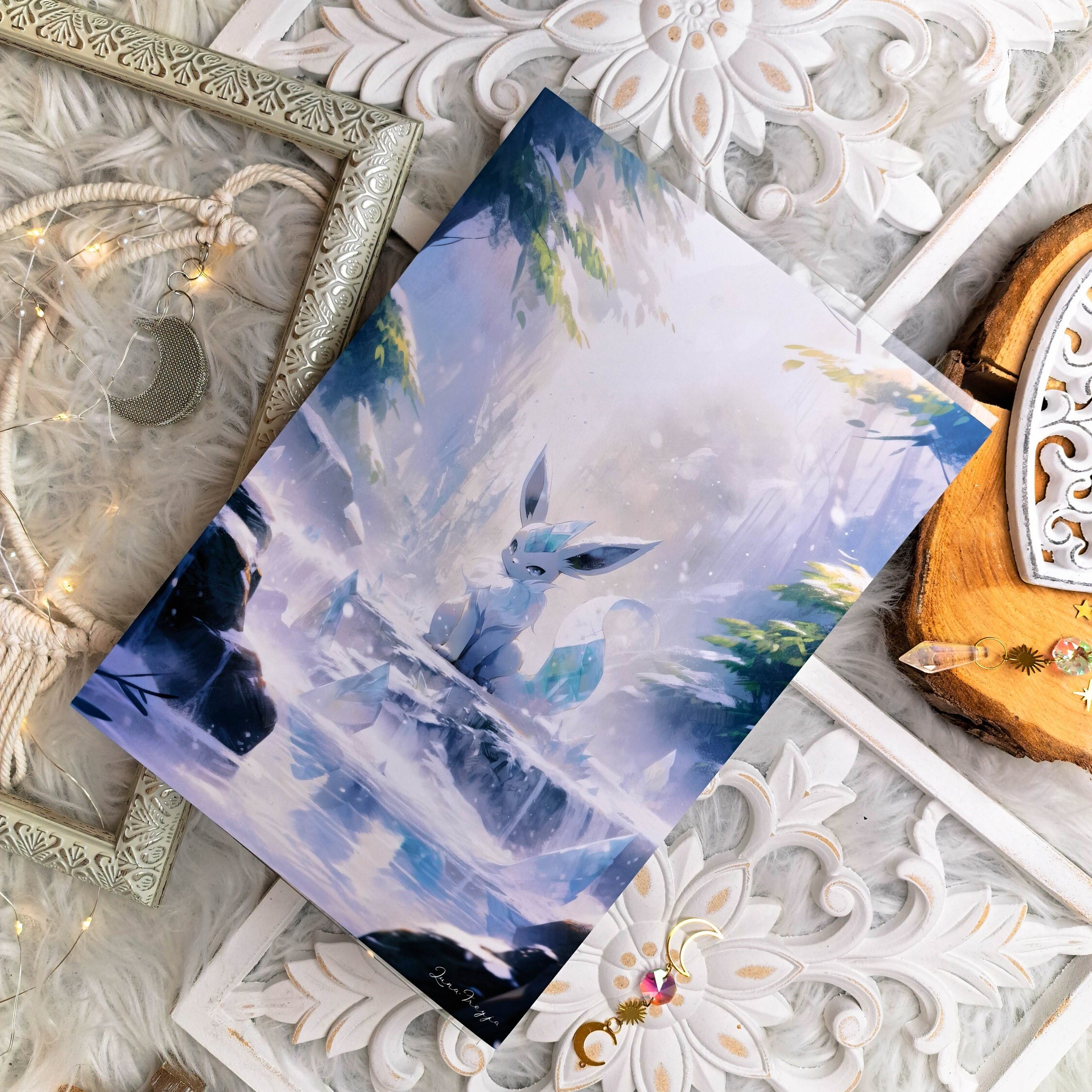 Pokemon Glaceon Illustration, Pokemon Art Print, Watercolor Pokemon ...