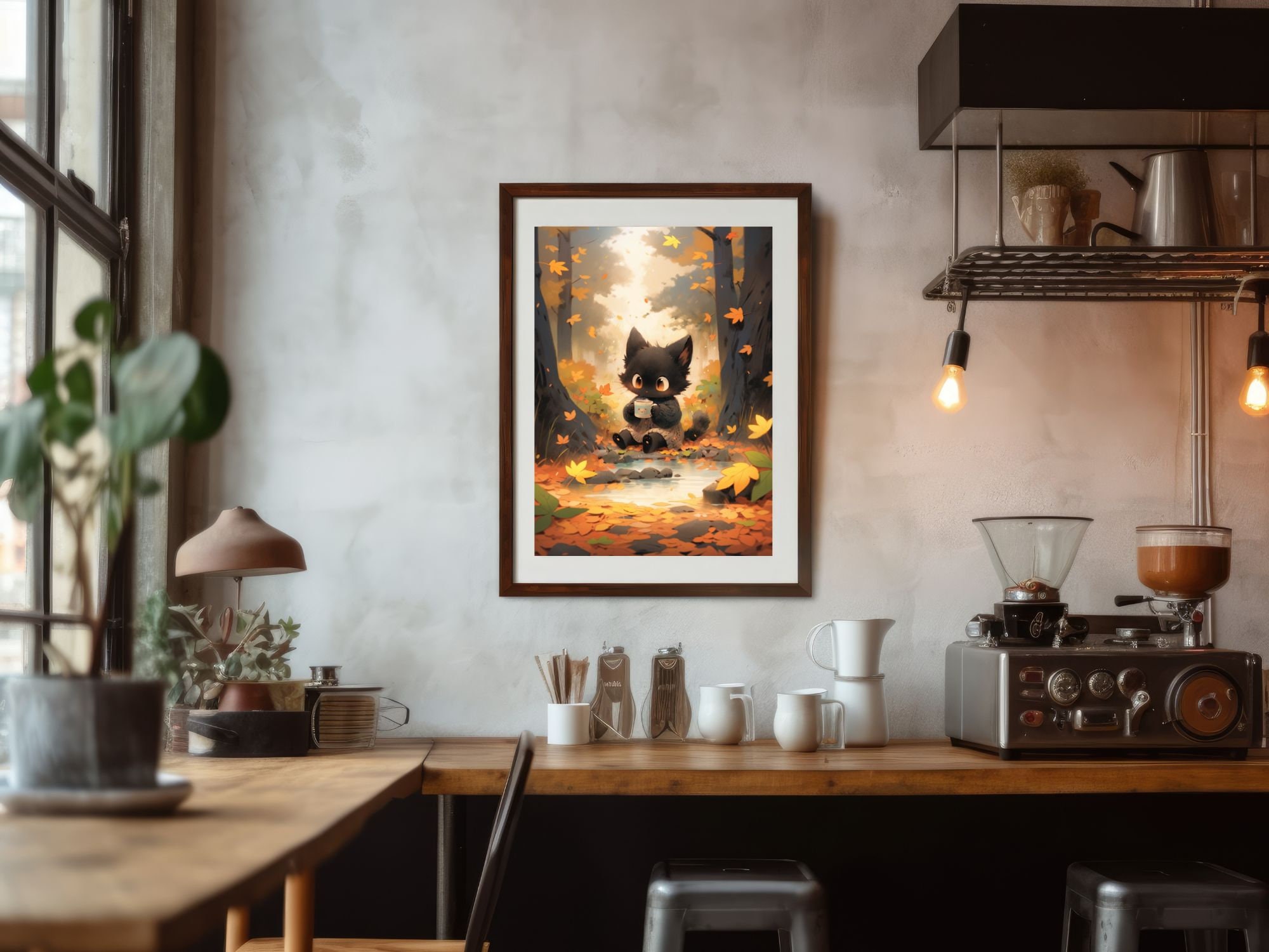 Black Cat Fall Floral Decor AC Fall Wall Art Kawaii Room - Etsy