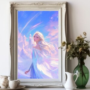 Princess Elsa Poster Pastel, Soft Girl Room Decor for Teens, Pastel ...