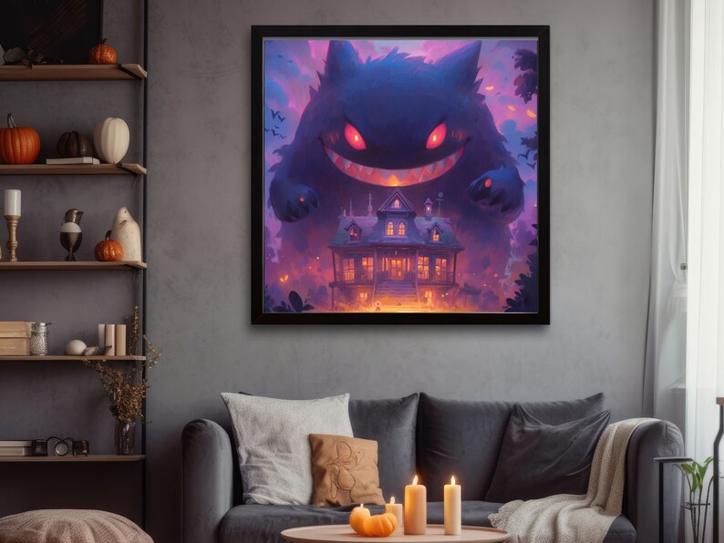 Pokemon Gengar Illustration, Pokemon Art Print, Pokemon Ghost Art Print ...